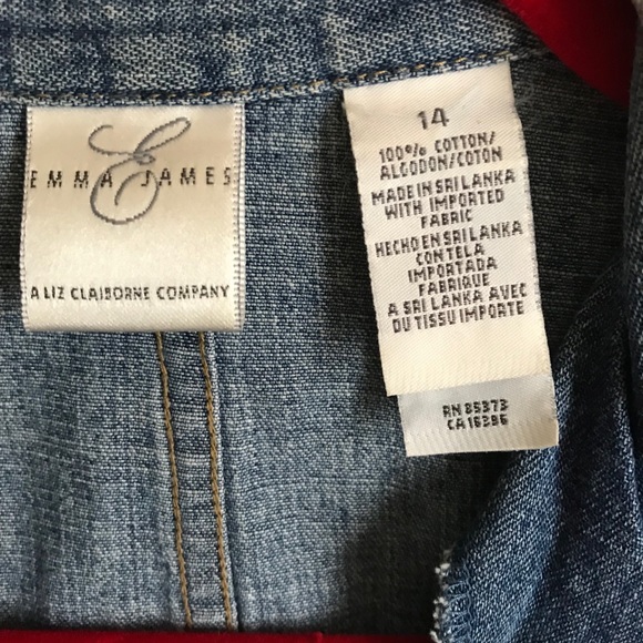 Emma James | Tops | Vintage Emma James Womens Jean Shirt | Poshmark